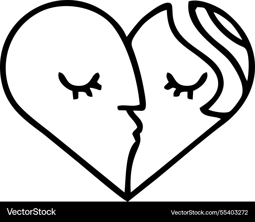 Kiss valentine design outline Royalty Free Vector Image