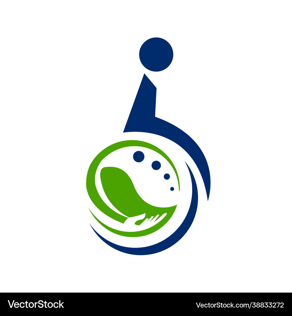 Man on wheelchair caring for disability logo Vector Image