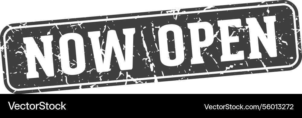 Now open rectangular sign now open stamp Vector Image