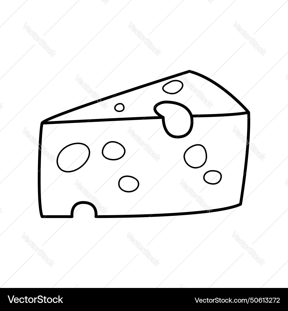 Piece of cheese simple linear Royalty Free Vector Image