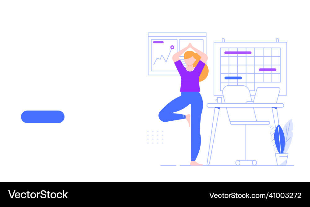 Woman meditates while taking break office life Vector Image