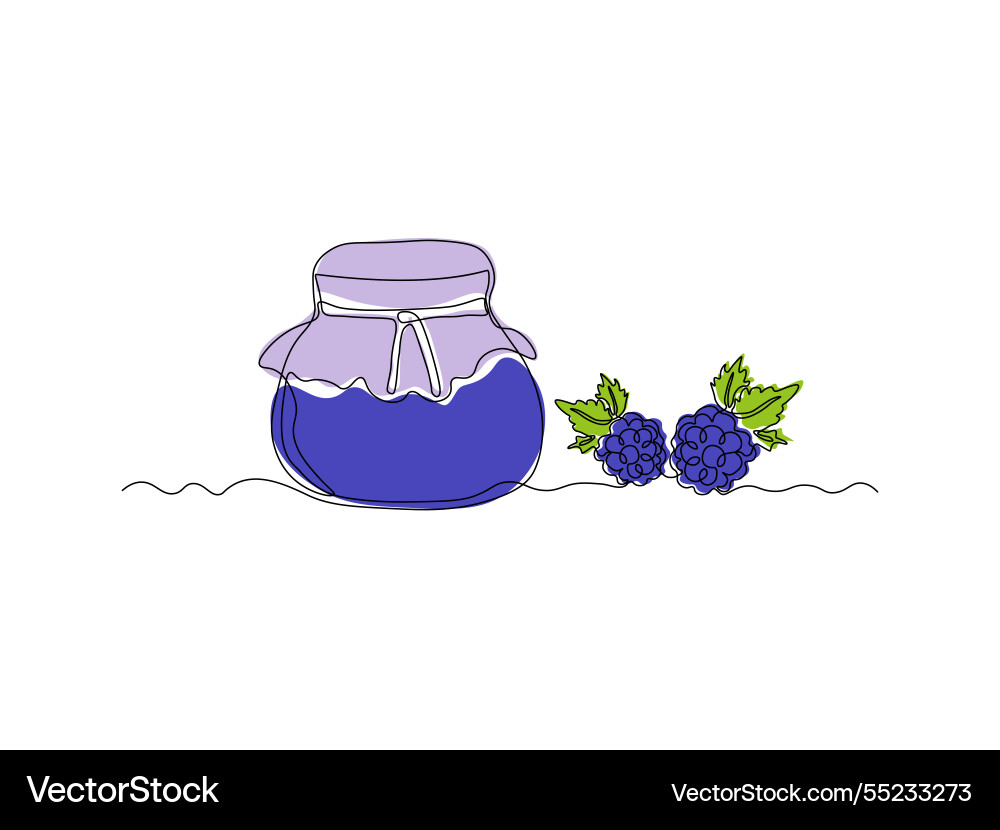 Abstract jar of blackberry jam continuous single Vector Image