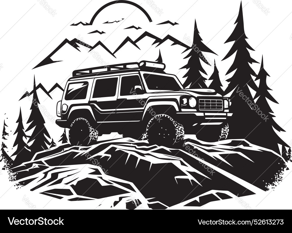 Alpine ambitions 4x4 suv expedition thrilling Vector Image