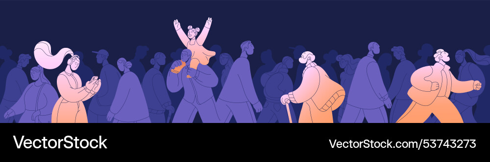 Banner with happy inspired people vs sad crowd Vector Image