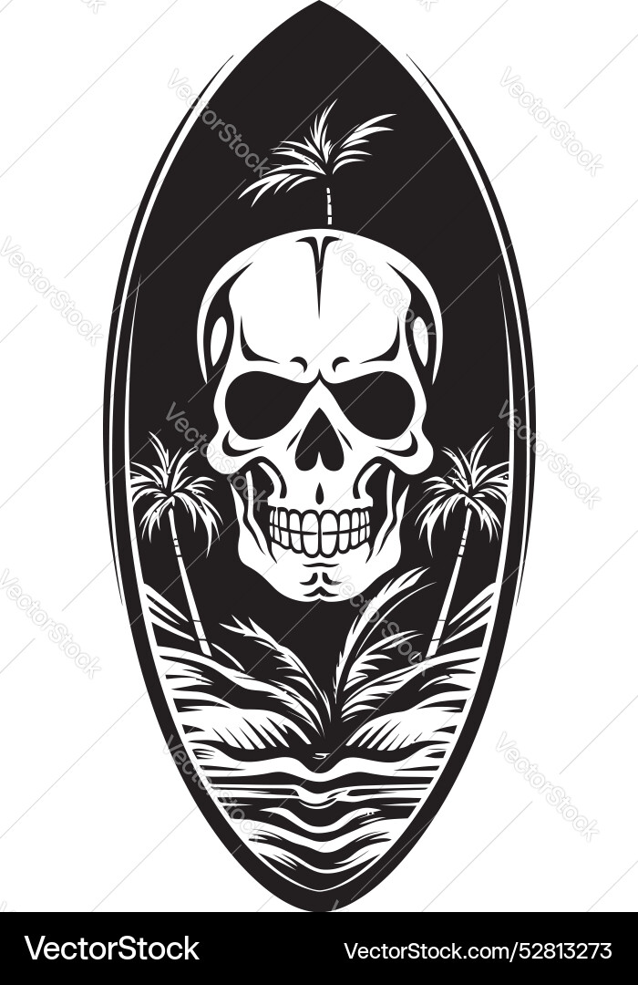 Breakwater bones surfboard design skullwave Vector Image