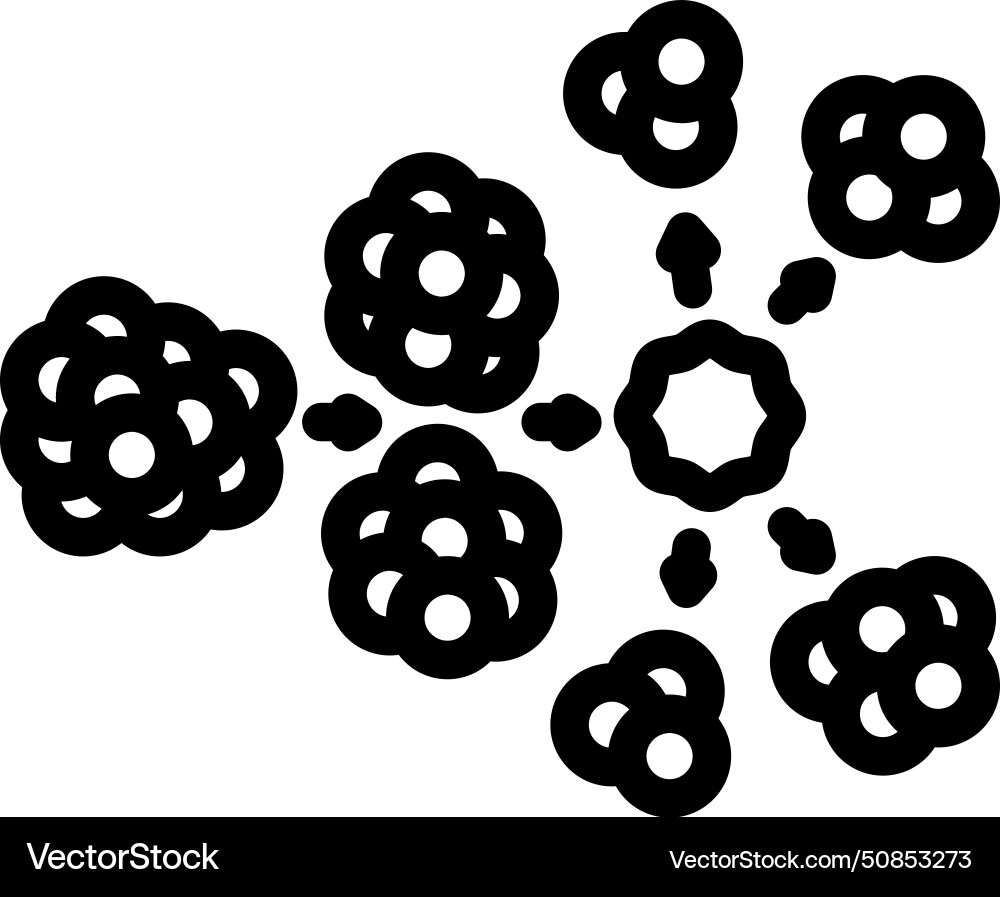 Chain reaction nuclear energy line icon Royalty Free Vector