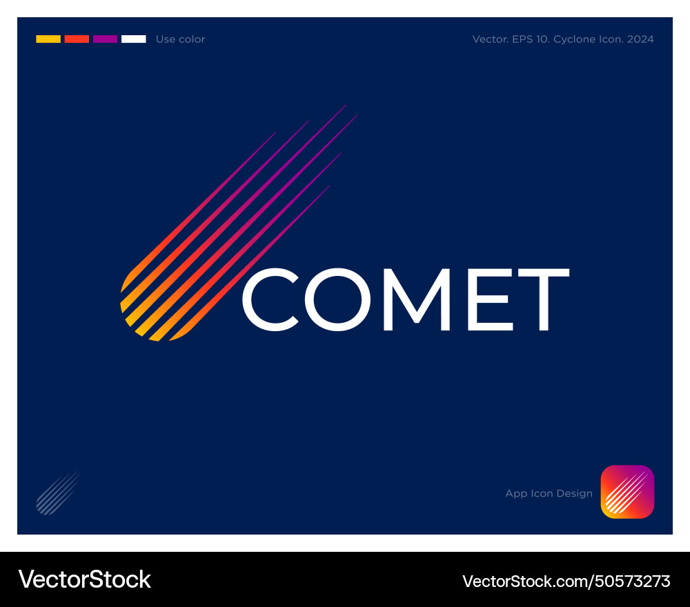Comet logo astronomical object icon colorful Vector Image