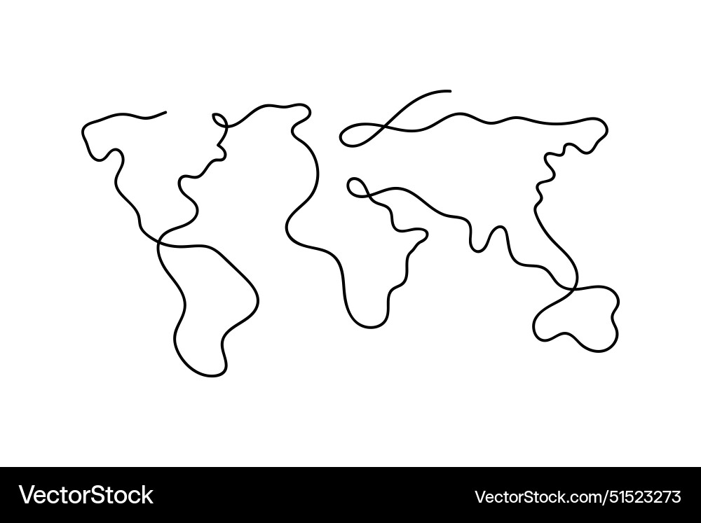 Continuous line drawing of global network Vector Image