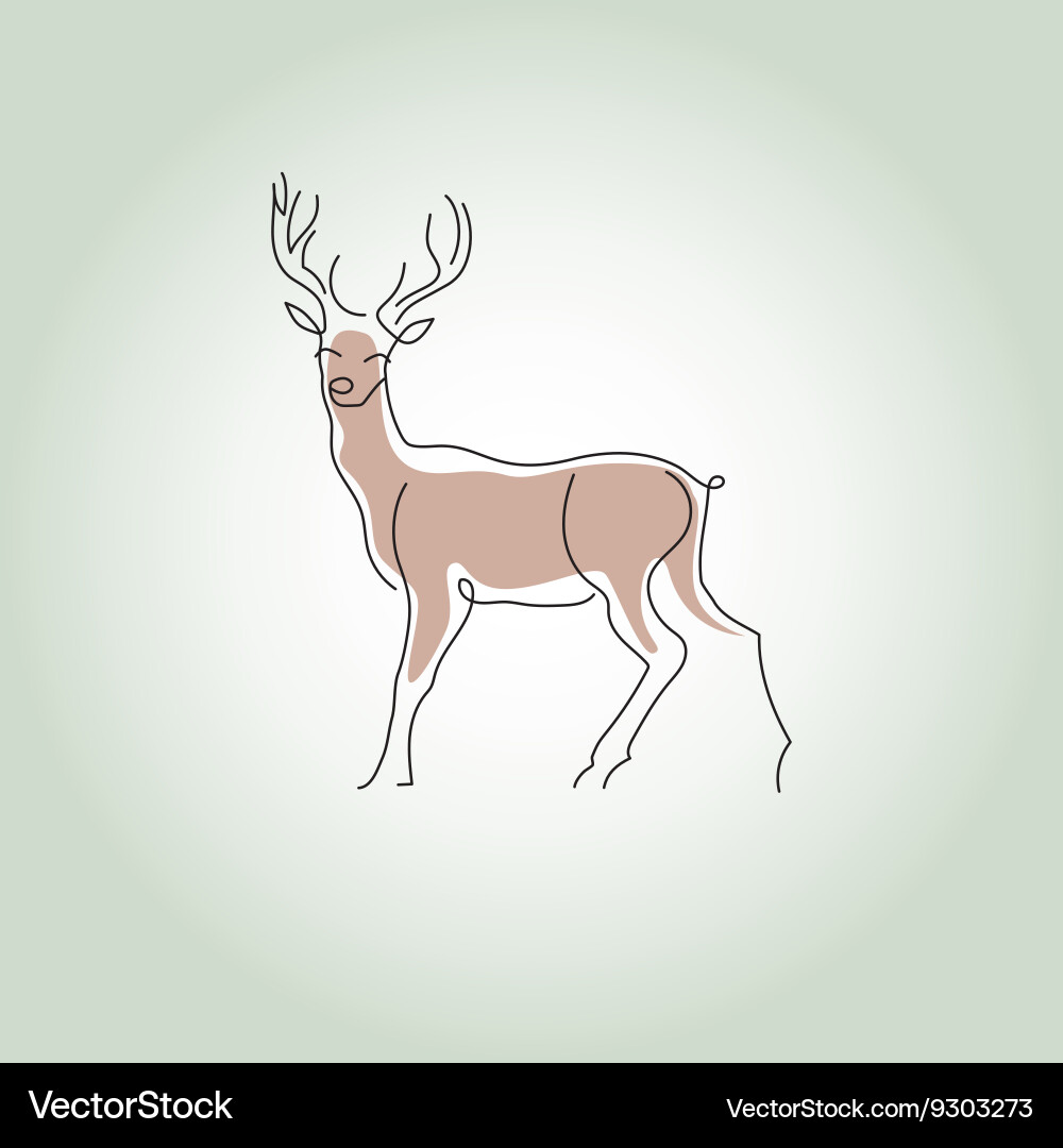 Deer in a minimal line style Royalty Free Vector Image