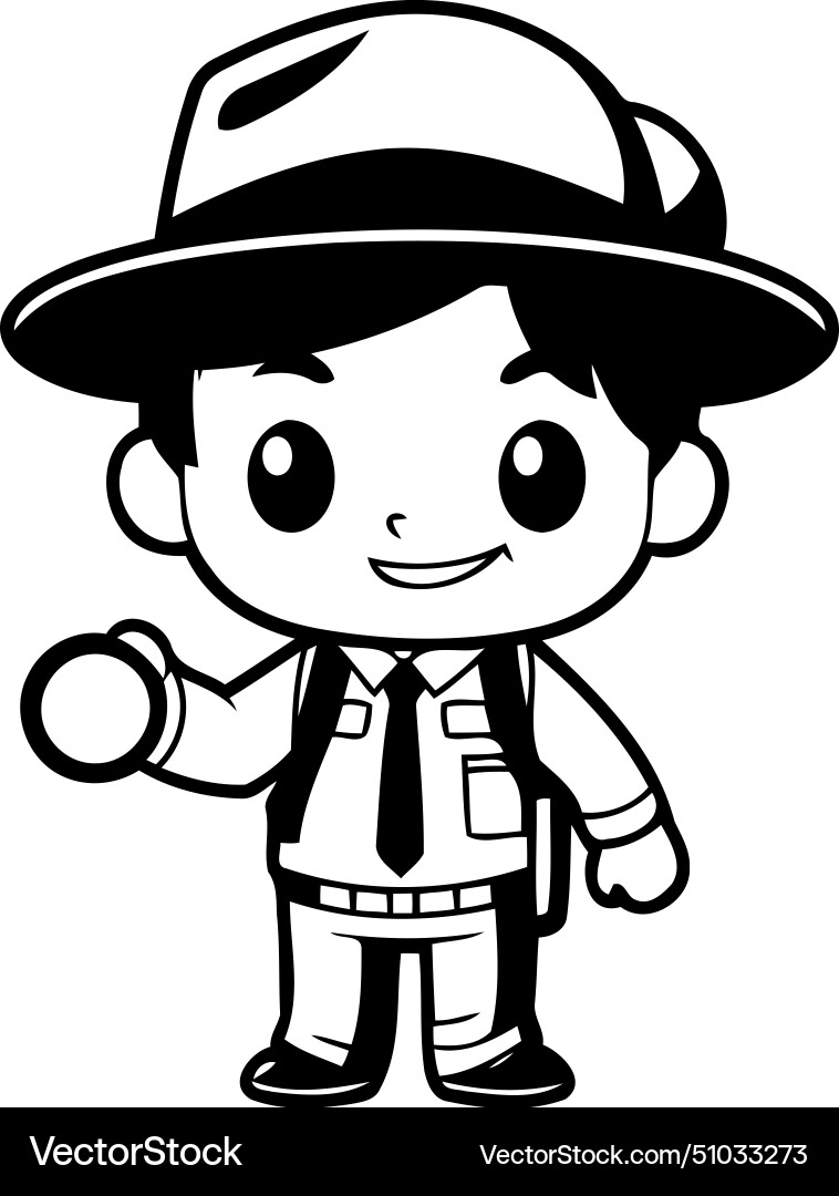 Explorer with a magnifying glass - cute cartoon Vector Image