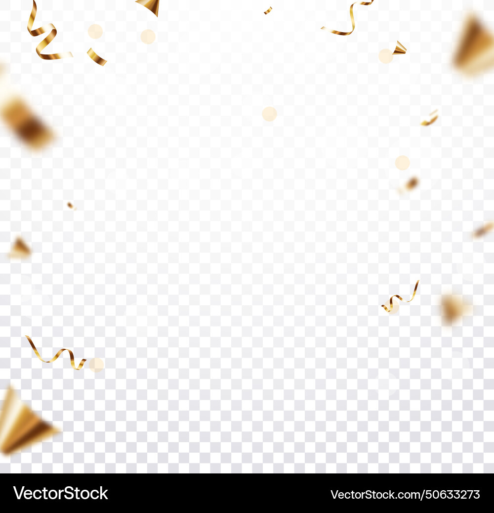 Gold confetti and ribbon background isolated Vector Image