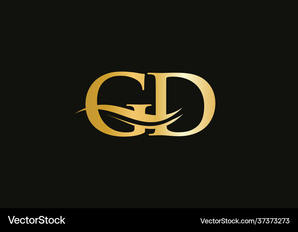 Gold Letter GD Logo - Monogram Style Royalty Free Vector