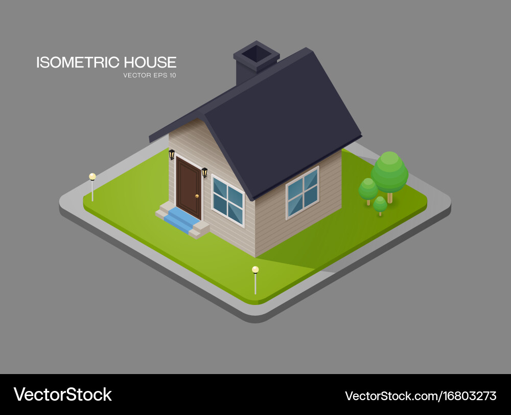 Isometric house Royalty Free Vector Image - VectorStock