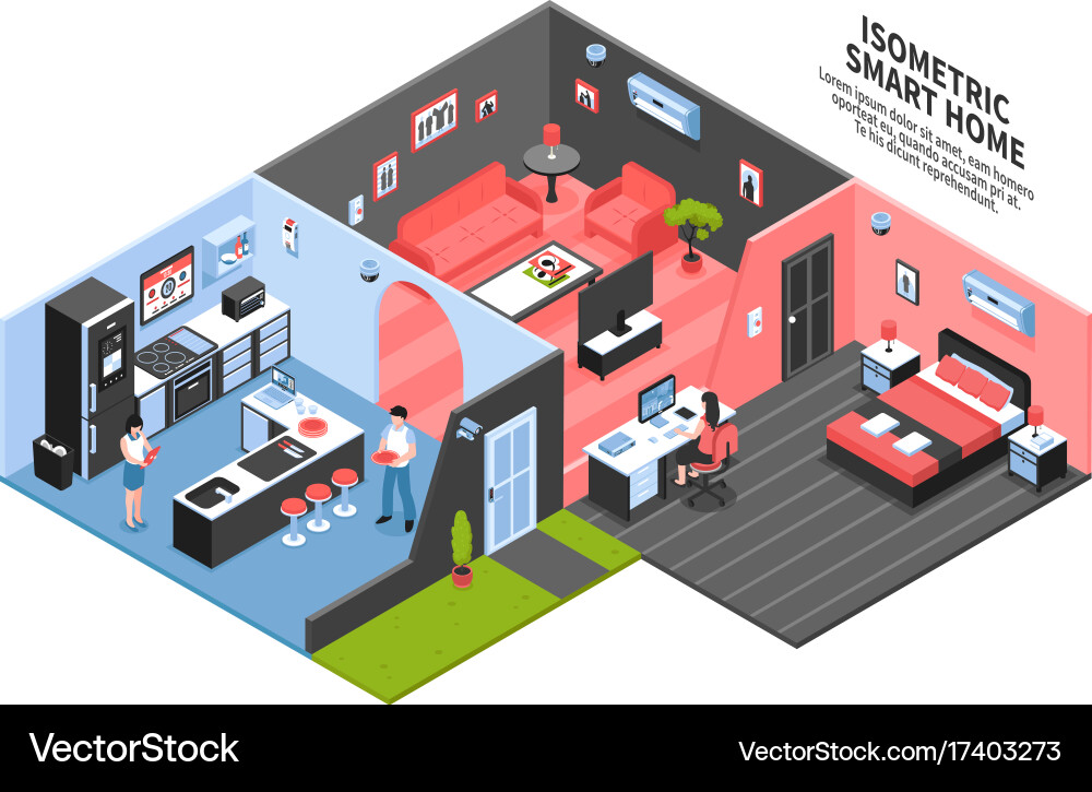 Isometric smart home composition Royalty Free Vector Image