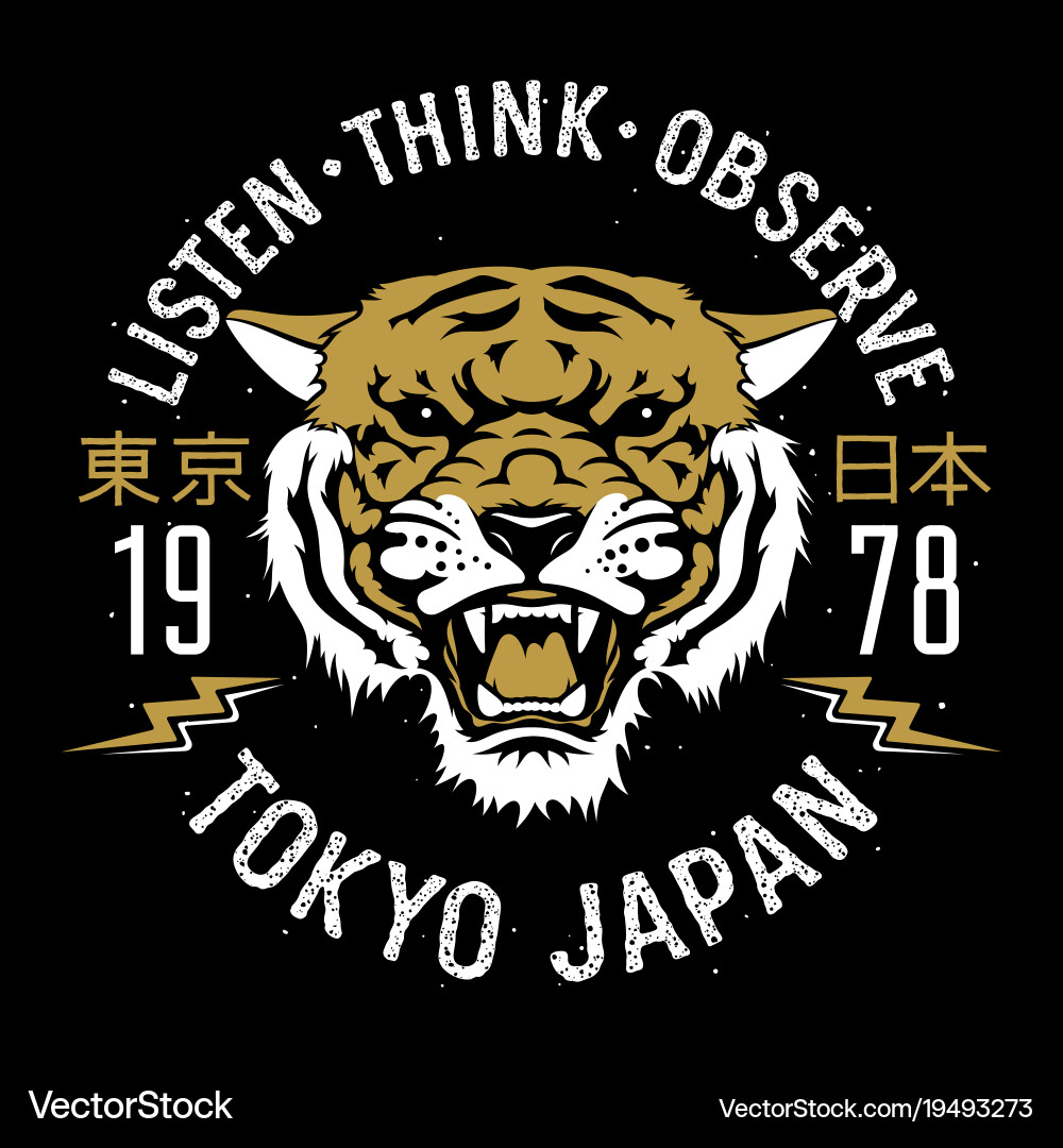 Japanese Tiger Emblem Patch Royalty Free Vector Image