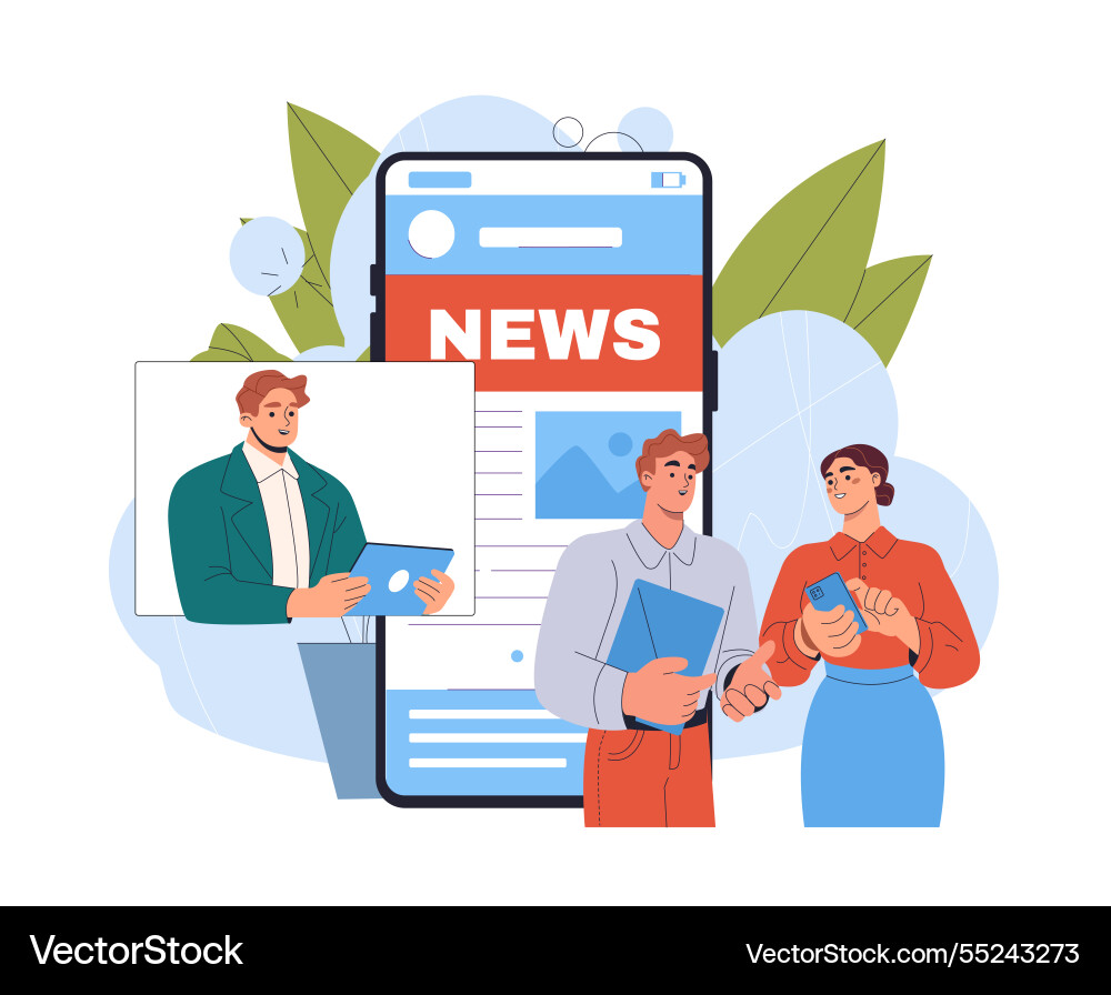 News concept with characters Royalty Free Vector Image