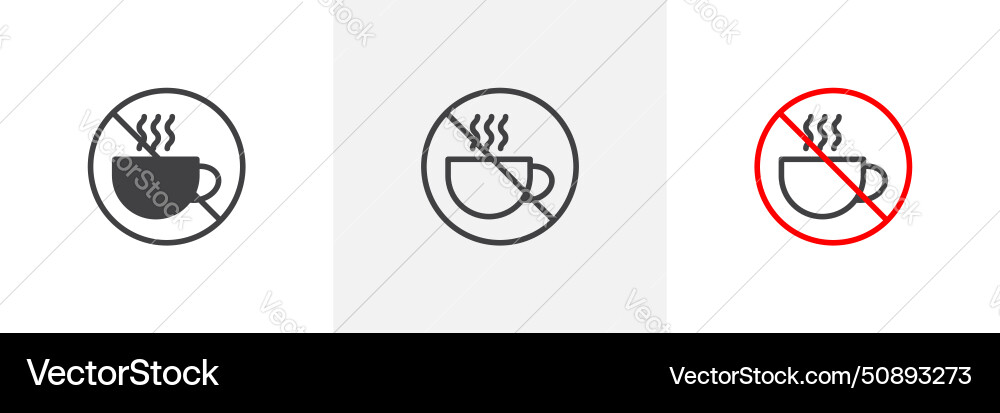No coffee cup sign icon set prohibition Royalty Free Vector