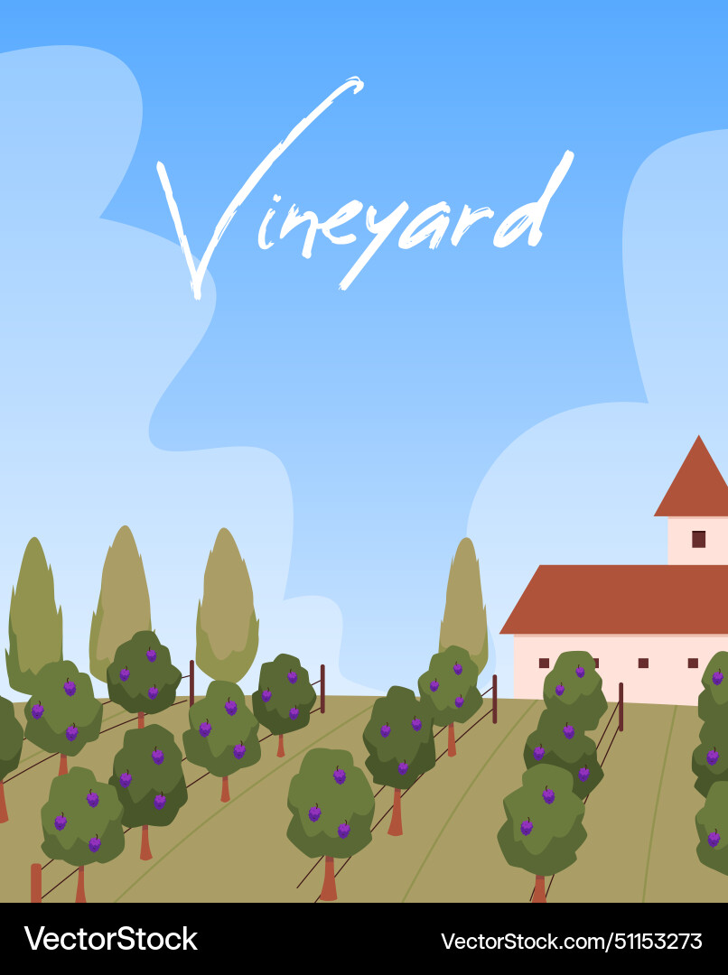 Of a vineyard with grape Royalty Free Vector Image