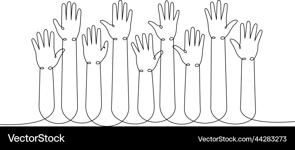 Raised Hands - Continuous Line Art Royalty Free Vector Image