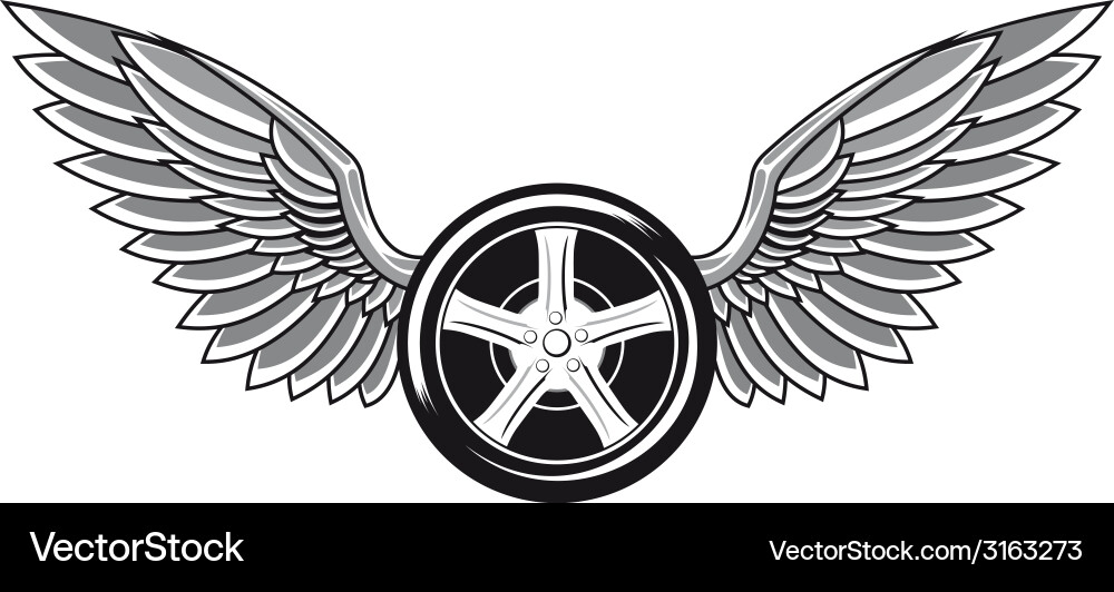 Wheel tyre with wings Royalty Free Vector Image