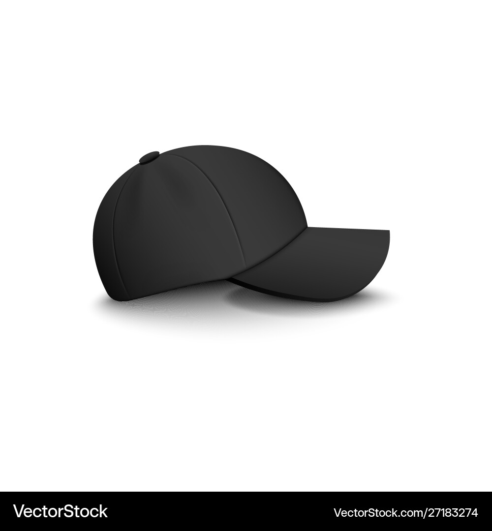 Baseball black blank cap side view 3d Royalty Free Vector