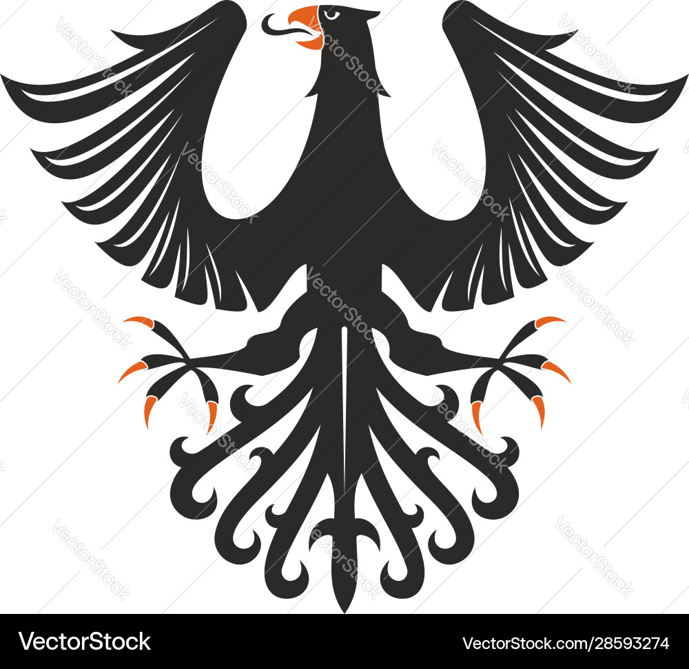 Black eagle heraldry symbol isolated bird mascot Vector Image