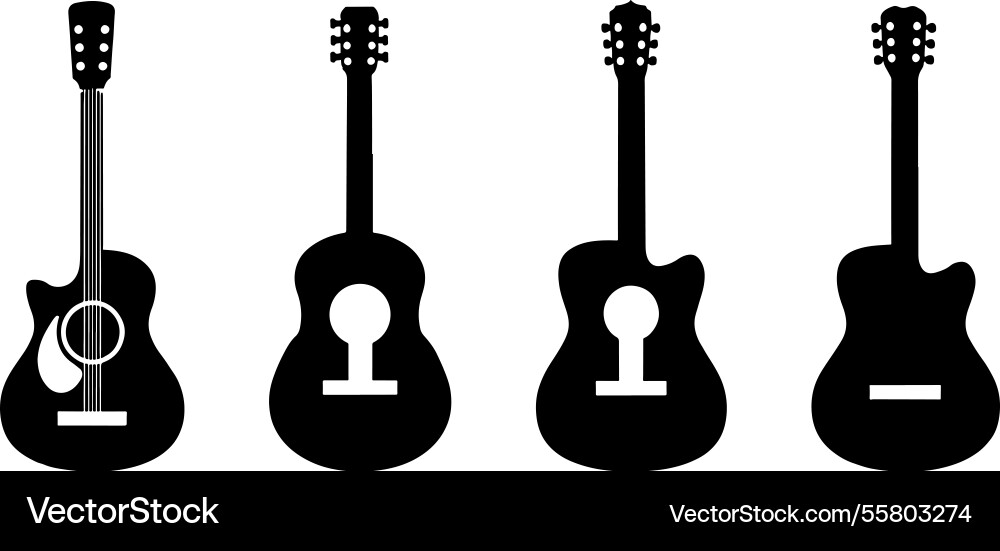 Black guitar silhouettes Royalty Free Vector Image