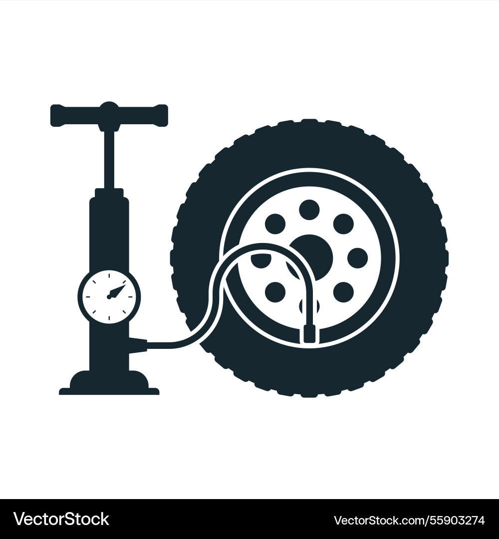 Black icon tire inflator auto repair Royalty Free Vector