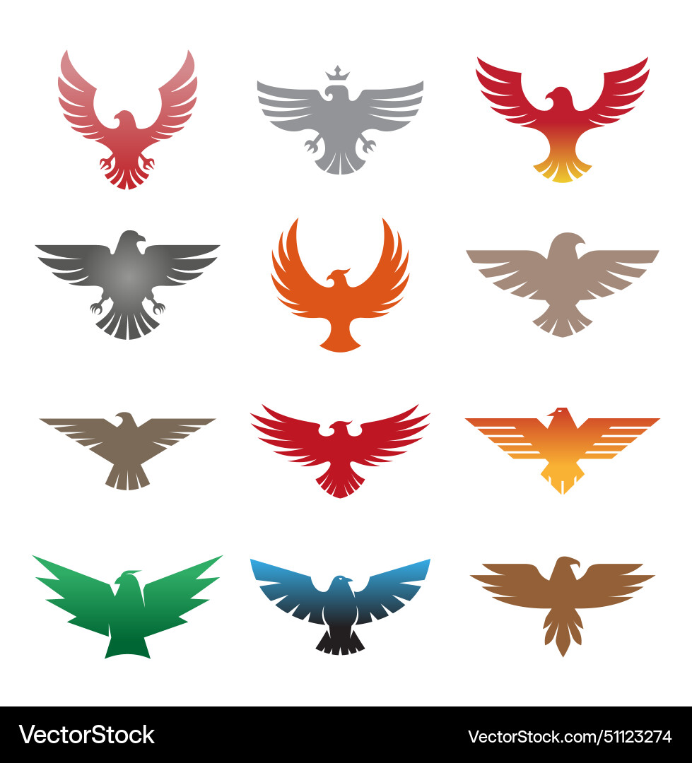 Creative pheonix eagles birds collection logo Vector Image