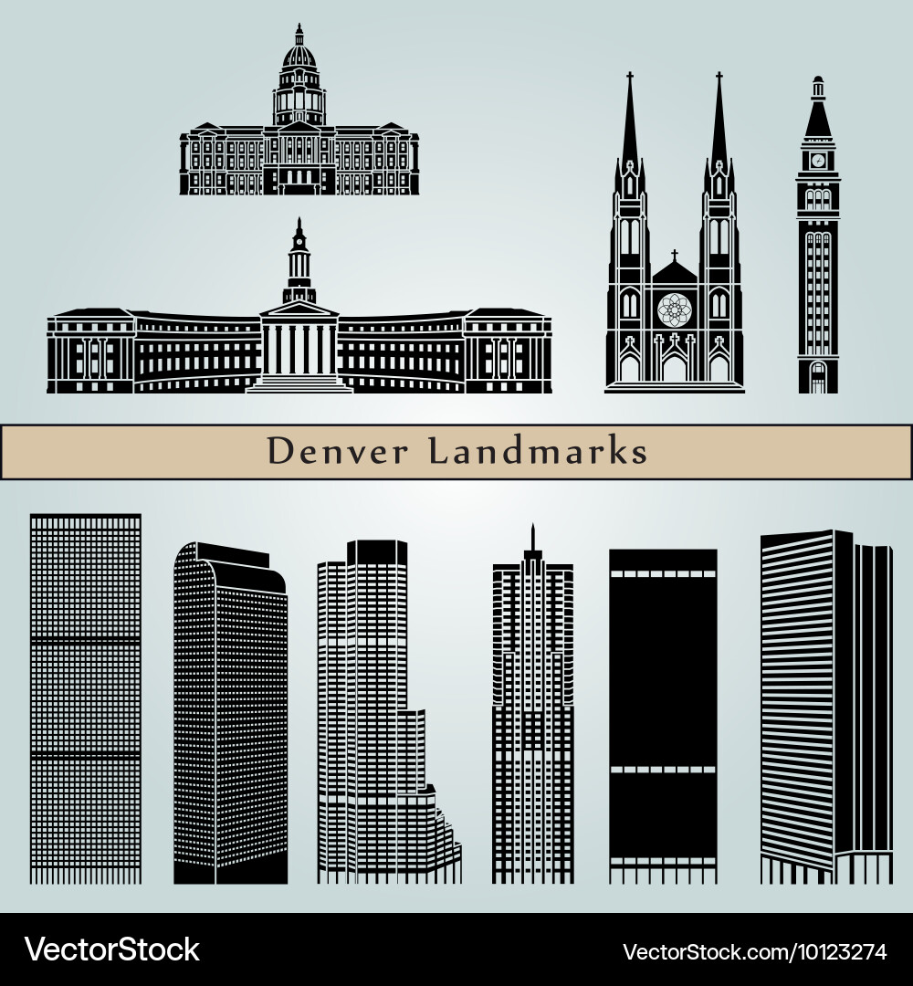 Denver landmarks and monuments Royalty Free Vector Image