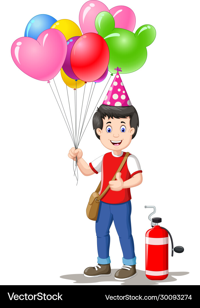 Funny man sell balloons cartoon Royalty Free Vector Image