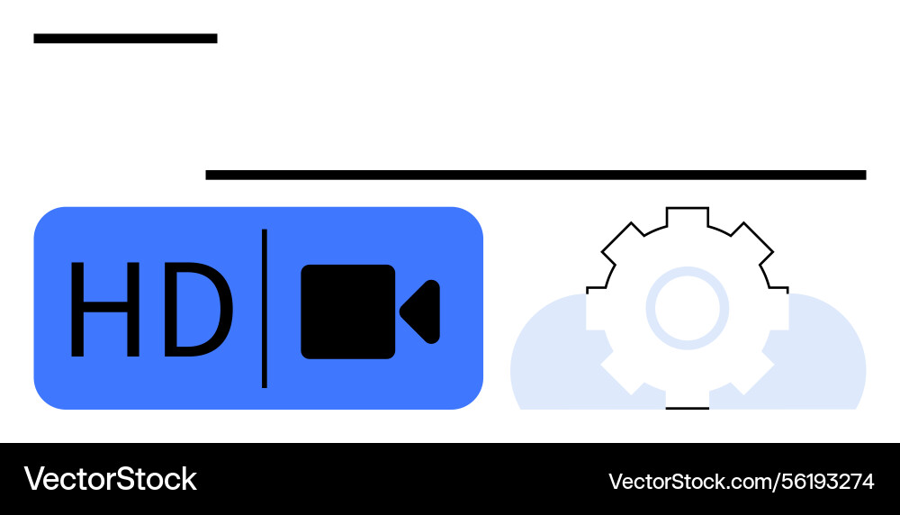 Hd video playback with gear icon representing Vector Image