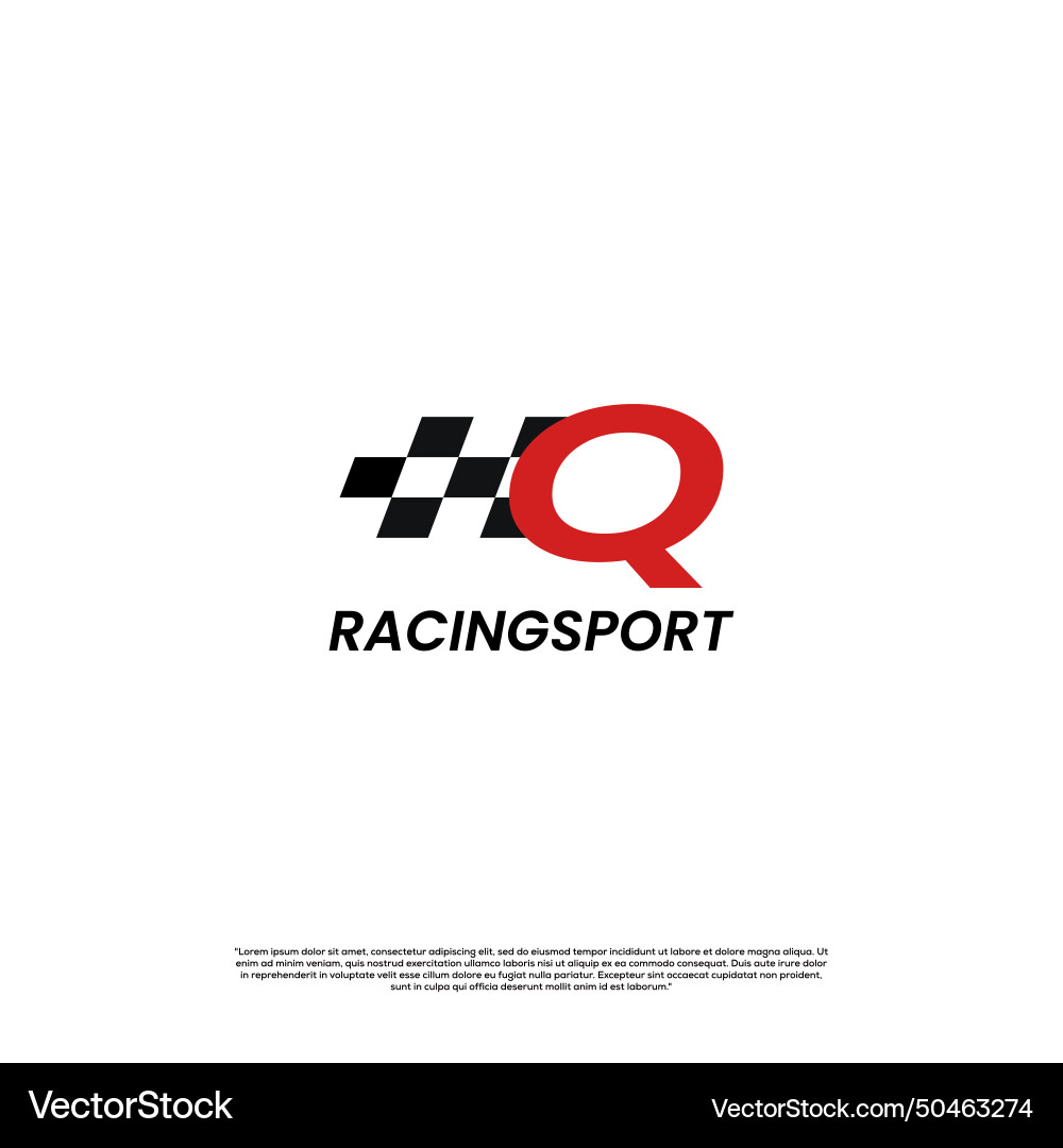Letter q with racing flag icon template logo Vector Image