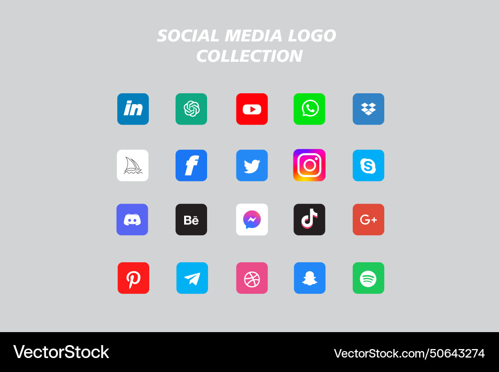 Popular social icon collection Royalty Free Vector Image
