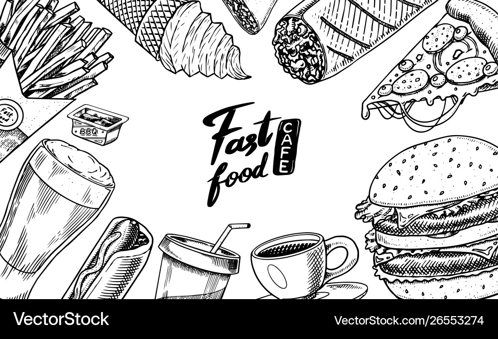 Retro Fast Food Banner Royalty Free Vector Image