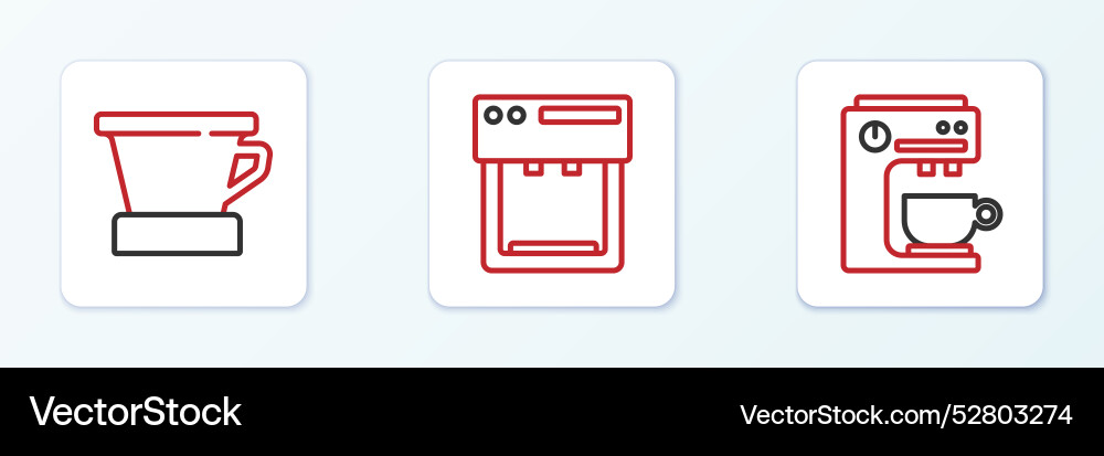 Set line coffee machine v60 maker and icon Vector Image