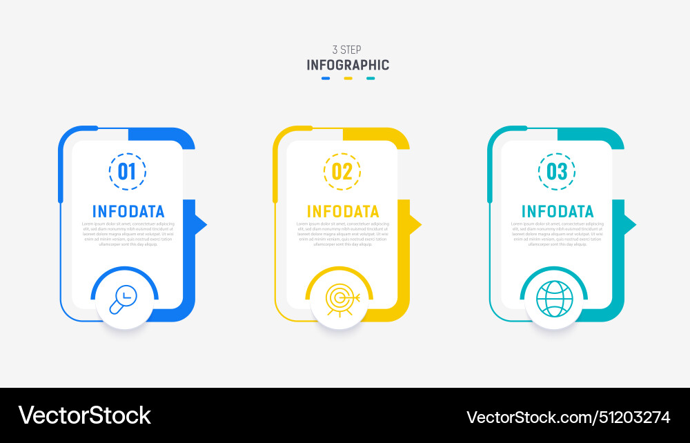 Three step infographic label design template Vector Image