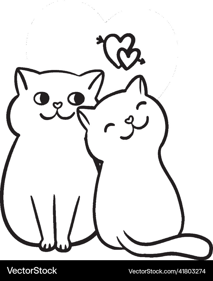 Two Cats In Love Drawing