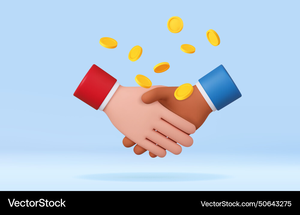 3d handshake finance deal Royalty Free Vector Image