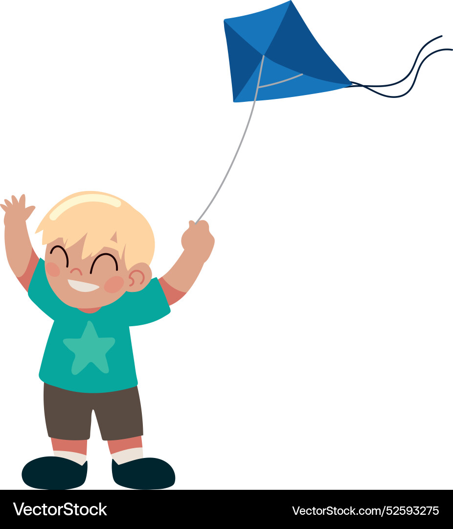 Adorable boy flying kite Royalty Free Vector Image