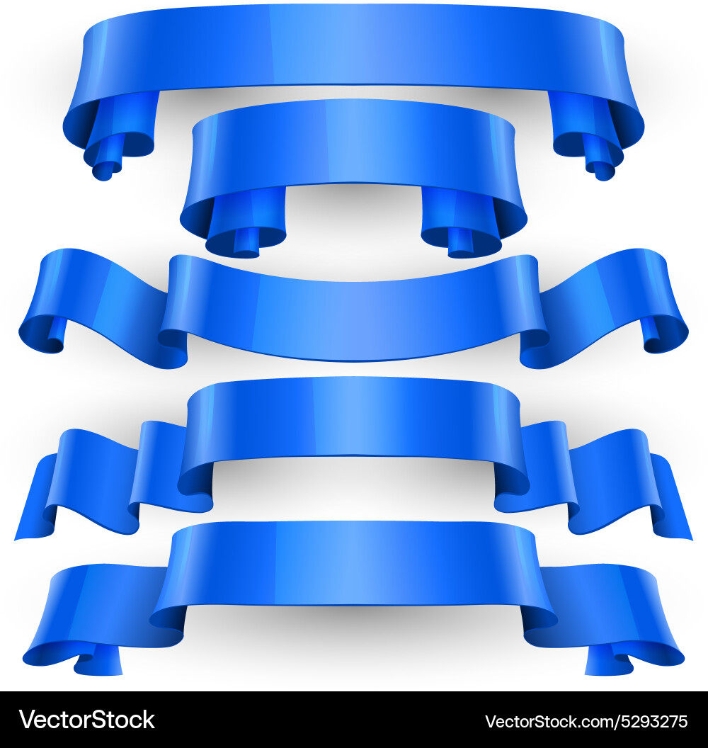 Blue glossy ribbons set Royalty Free Vector Image
