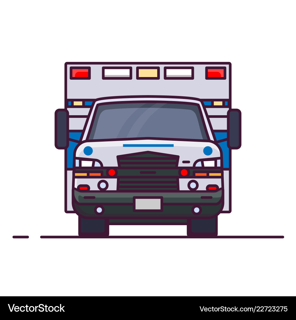 Front view of ambulance car Royalty Free Vector Image