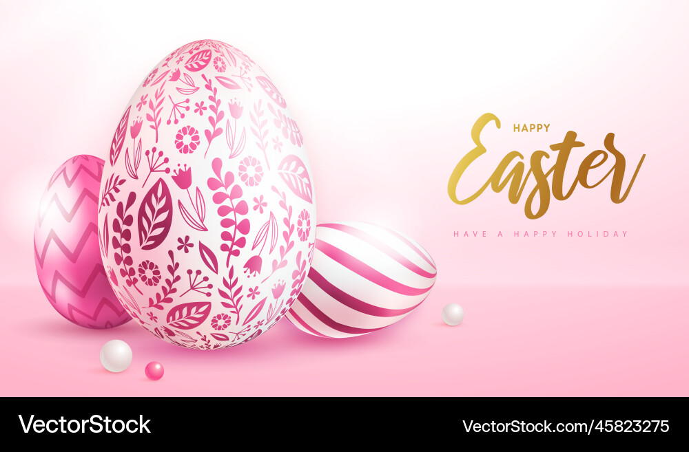 Happy easter holiday background with eggs Vector Image