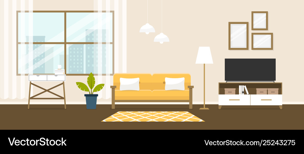 Interior living room design a cozy Royalty Free Vector Image