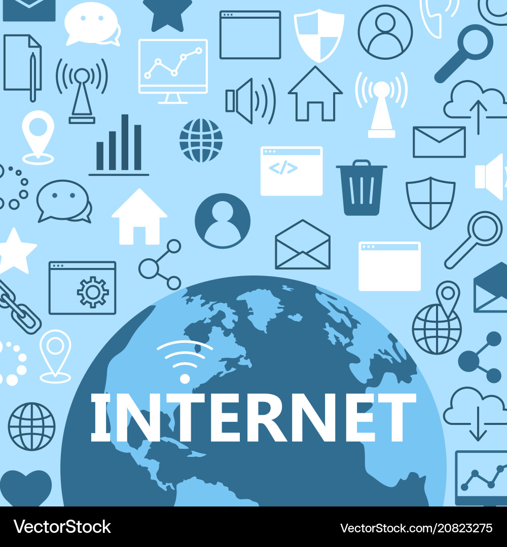 Internet poster with flat icons set Royalty Free Vector