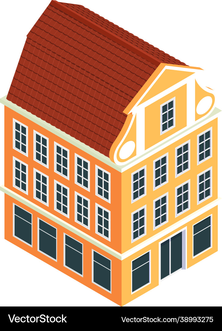Isometric old house composition Royalty Free Vector Image