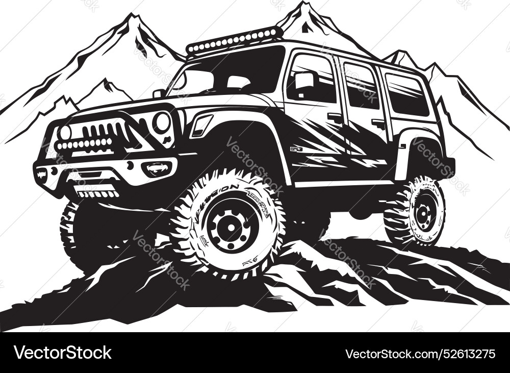 Mountain 4x4 SUV Challenge Royalty Free Vector Image