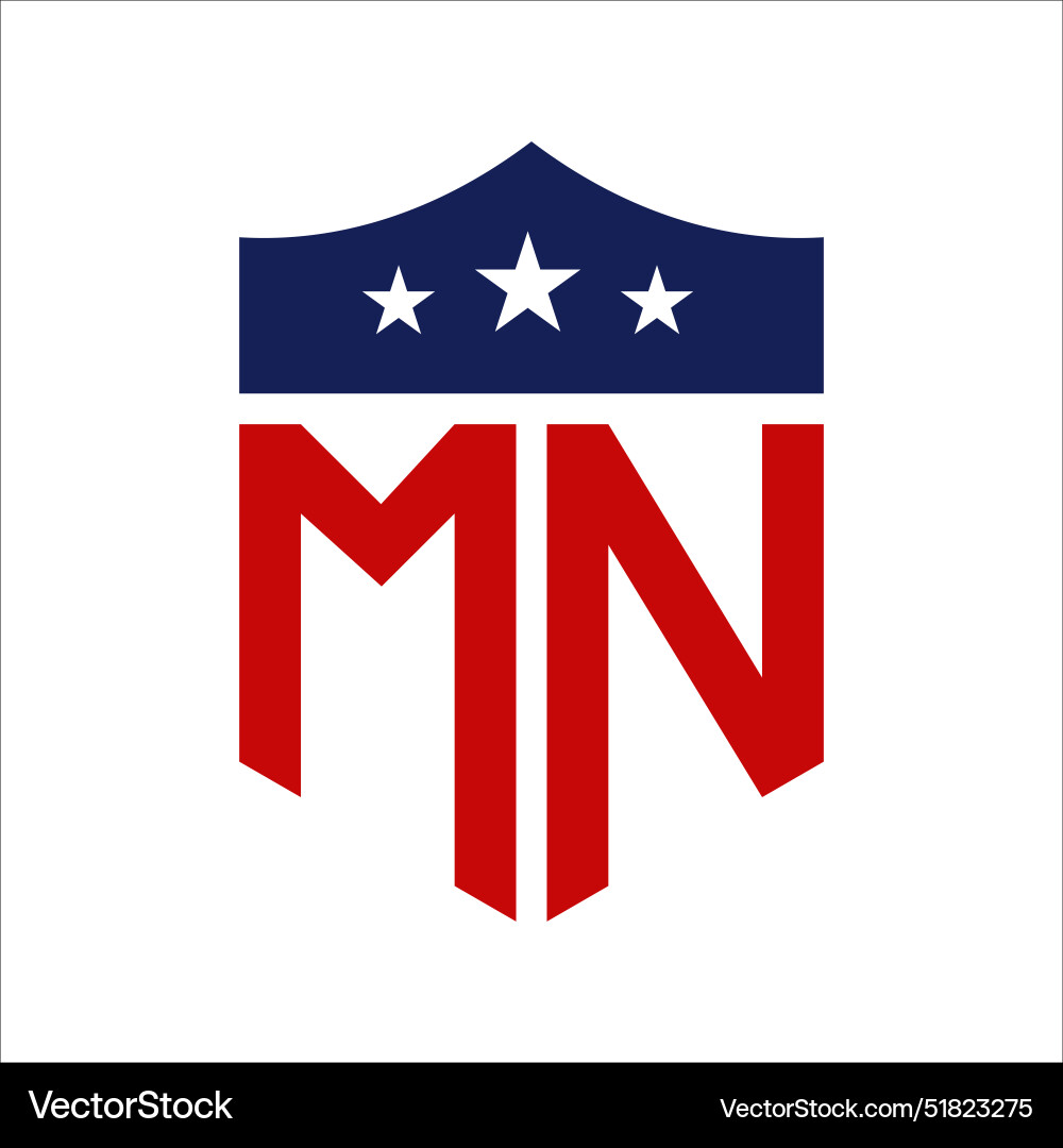 Patriotic mn logo design letter Royalty Free Vector Image