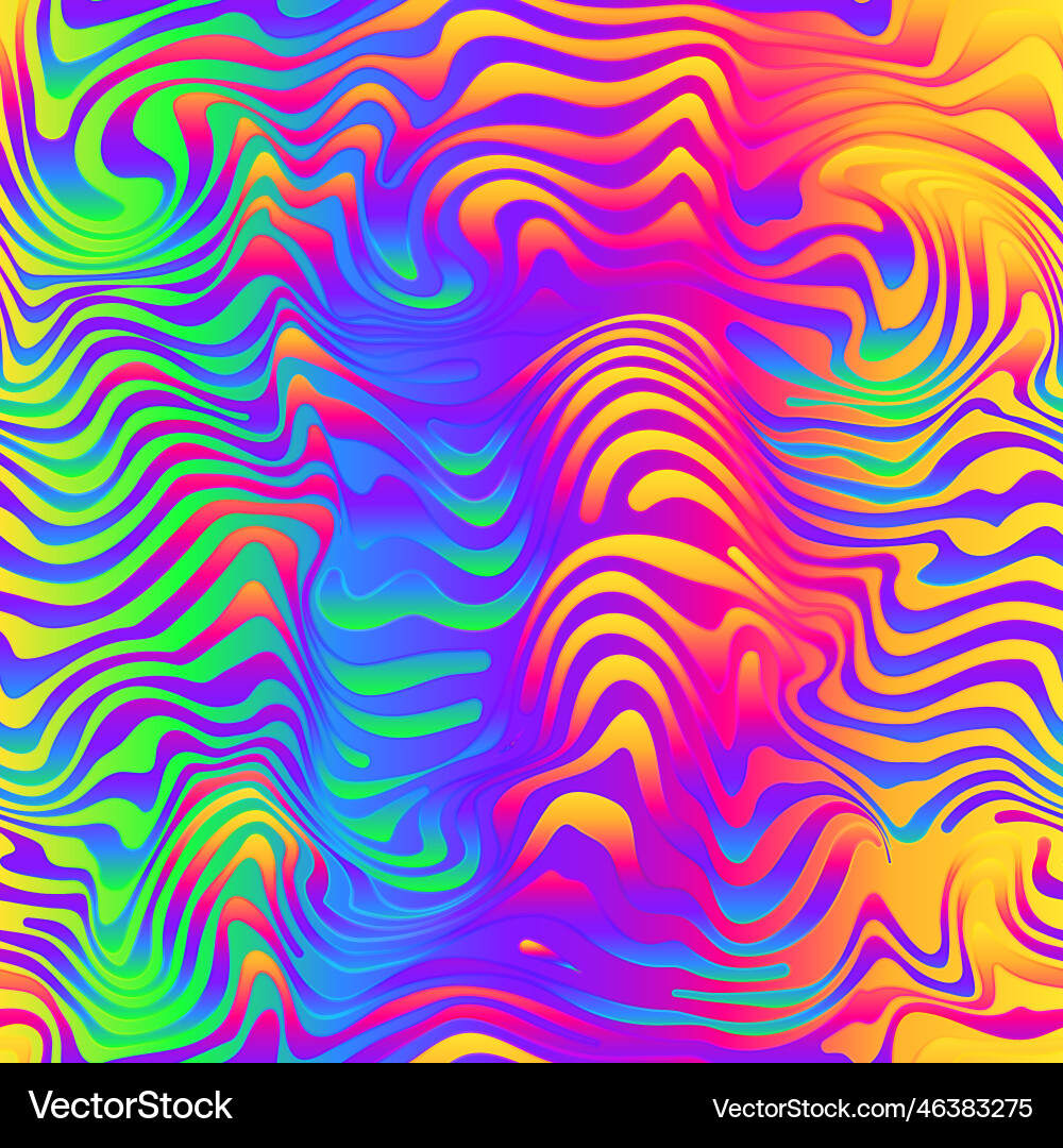 Retro Waves Pattern - Rainbow & Psychedelic Vector Image