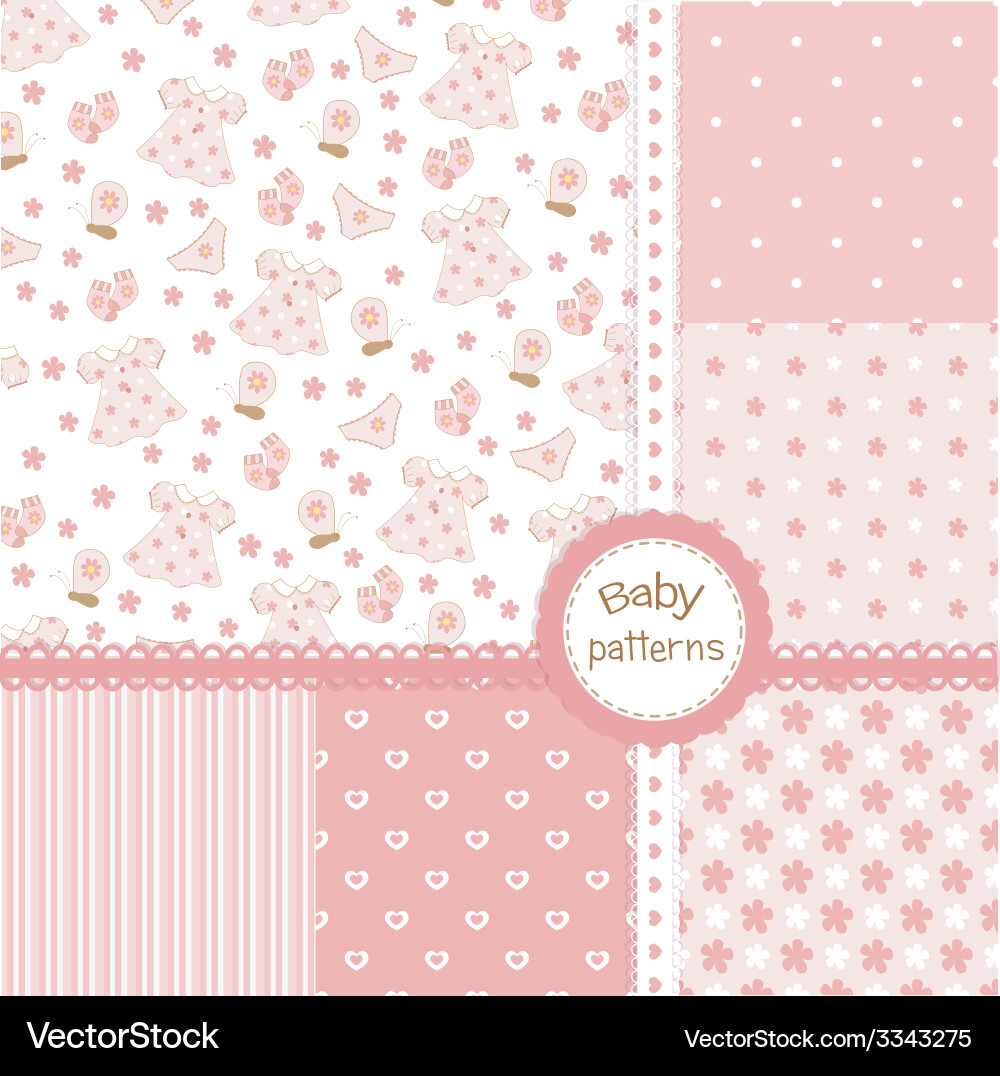 Set of baby girl patterns Royalty Free Vector Image